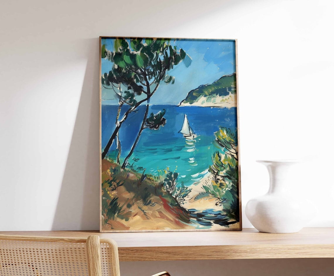 Miluva Sailing Poster, Nautical Wall Art, Bathroom Decor, Sailing Boat ...