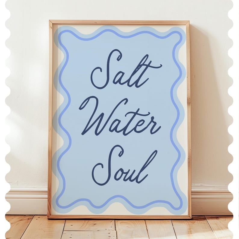 Miluva Salt Water Soul Print Coastal Granddaughter Wall Art, Blue Beach ...