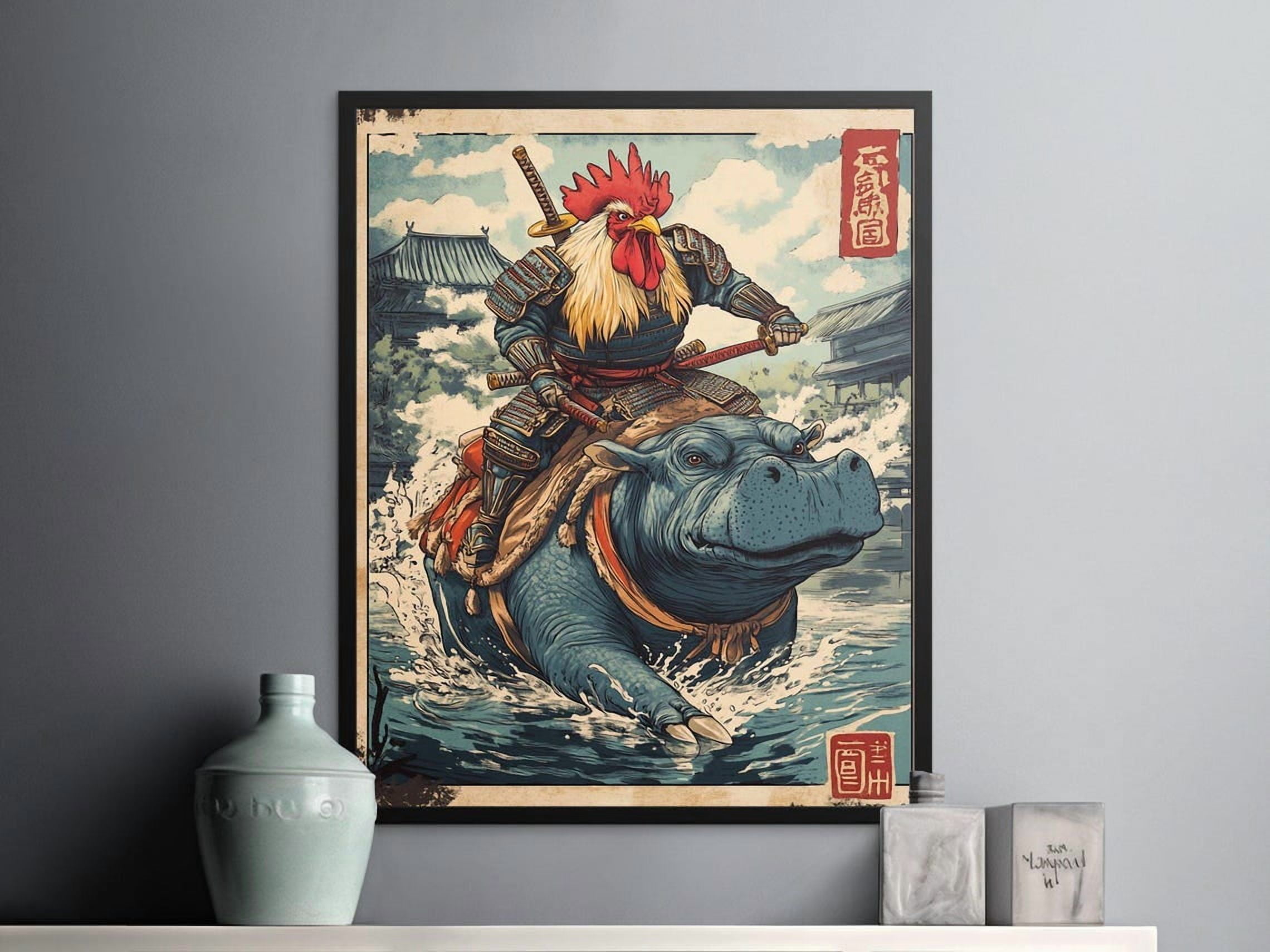 Miluva Samurai Chicken Poster Ride Protectors Wall Art House Animals ...