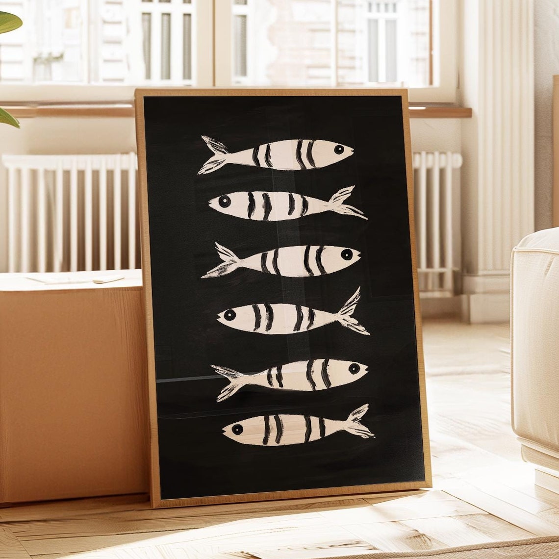 Miluva Sardines Art Print, Kitchen Food Poster, Sardines Poster ...