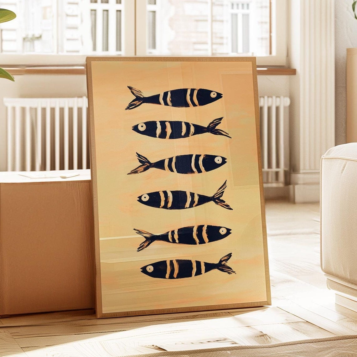 Miluva Sardines Art Print, Kitchen Wall Art, Retro Kitchen Decor ...