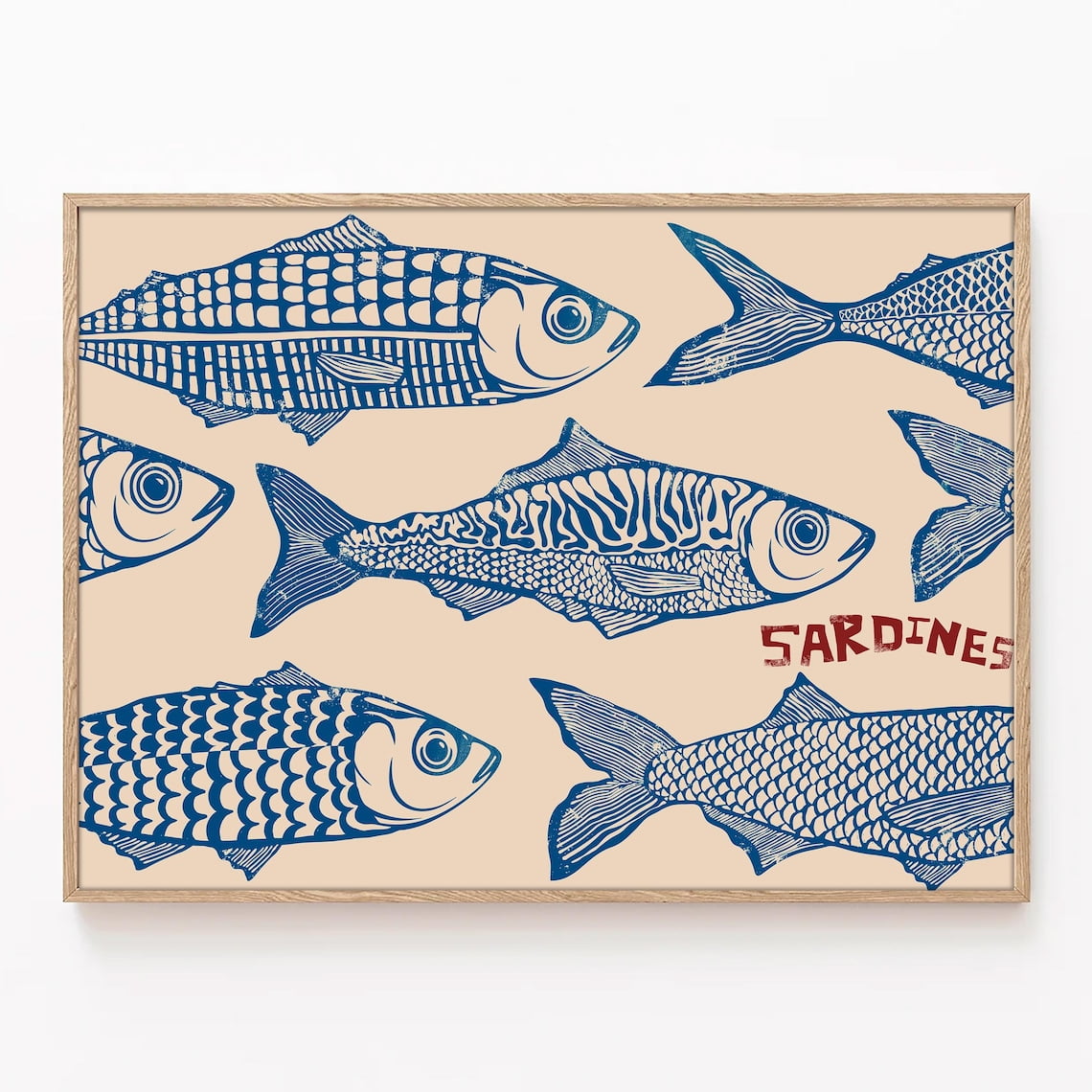 Miluva Sardines Poster, Retro Sardines Wall Art, Horizontal Fish Print ...