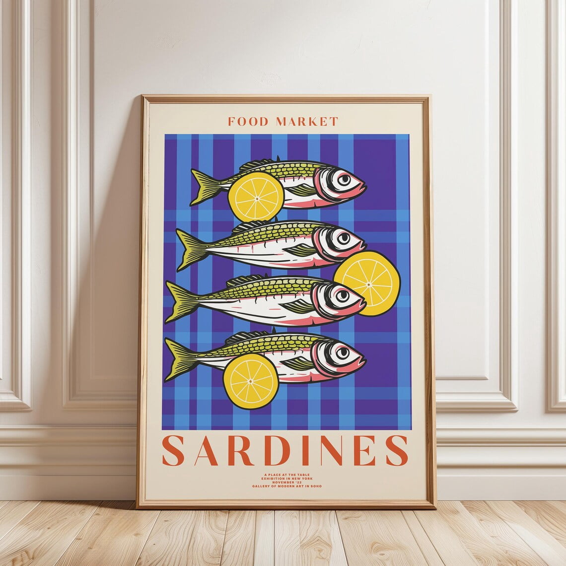 Miluva Sardines Wall Art, Retro Seafood Kitchen Poster, Funky Lemon ...