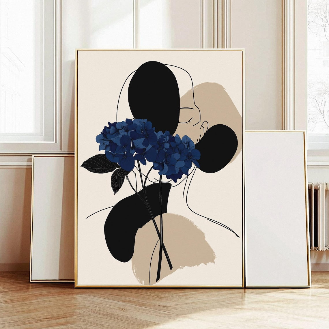 Miluva Scale Abstract Art, Floral Line Drawing Portrait Illustration ...