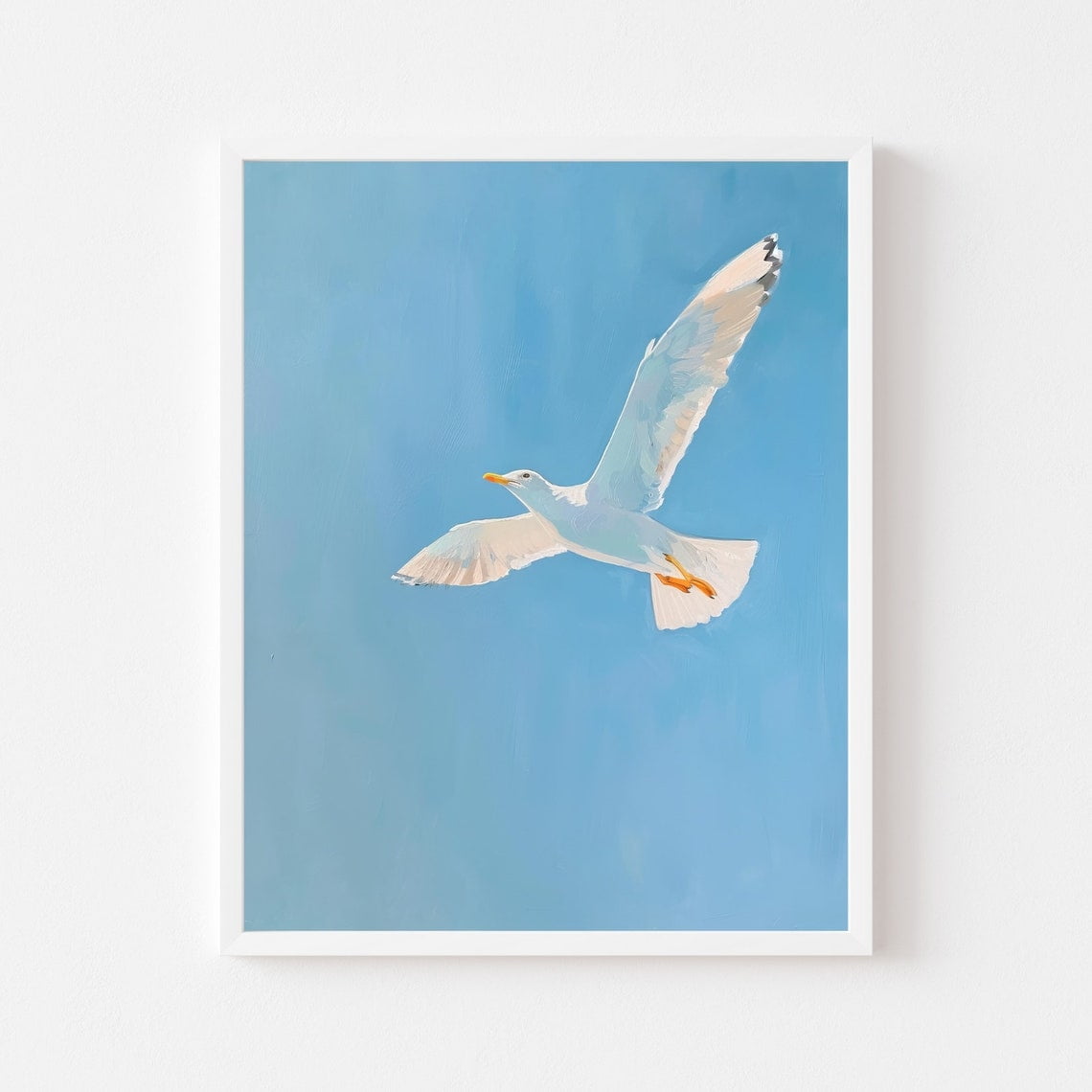 Miluva Seagull Flying Coastal Bird Wall Art Print Beach House Colorful ...