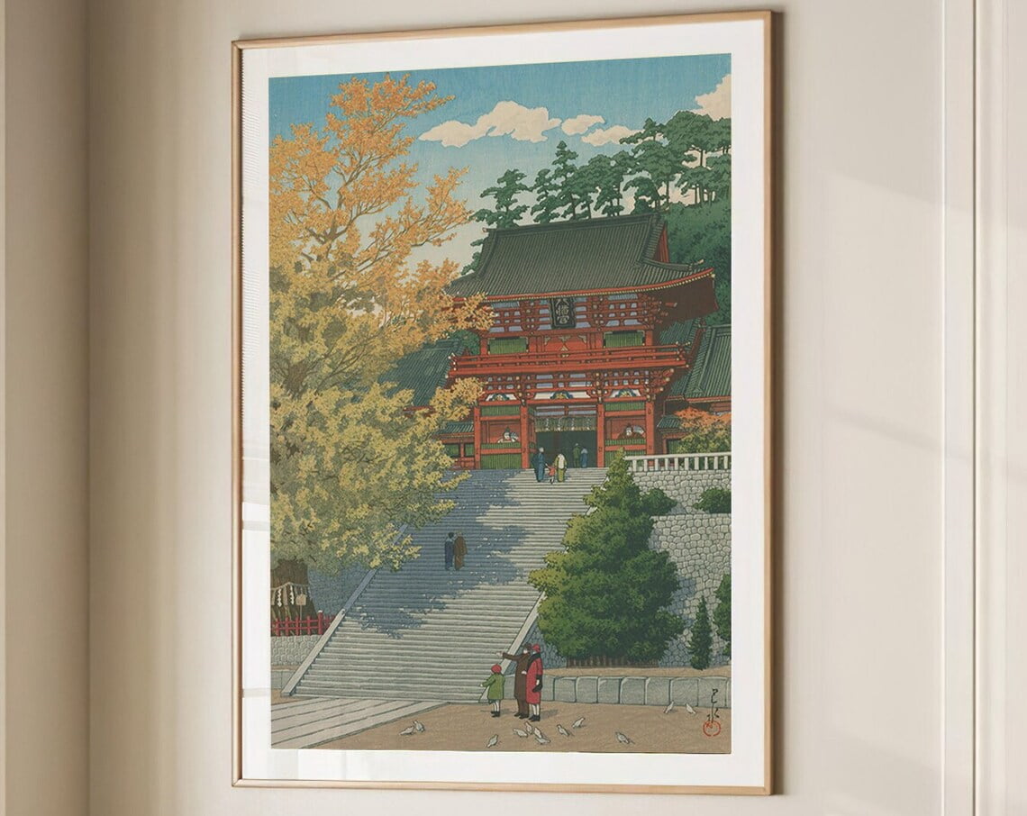 Miluva Shrine Fall Autumn Kawase Hasui Japanese Woodblock Art Print ...