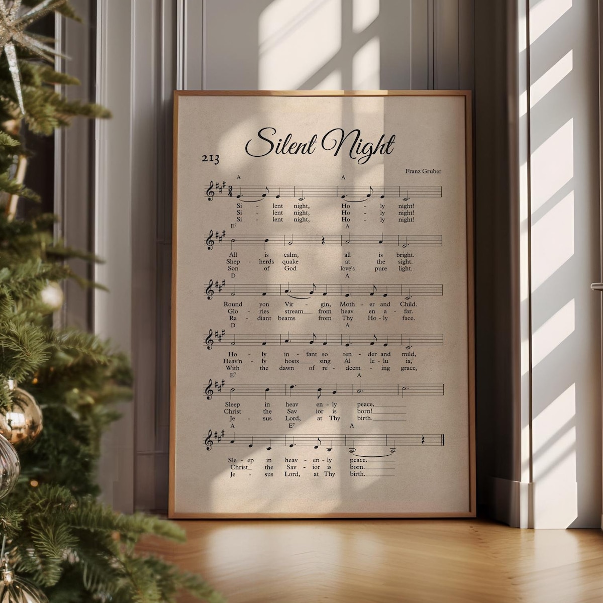 Miluva Silent Night Printable: Vintage Christmas Song Wall Art Decor ...