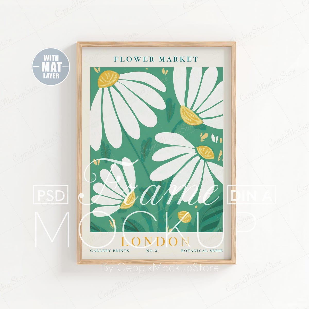 Miluva Simple Frame Mockup Thin Wood Vertical, A4 / A3, Simple Mockup ...
