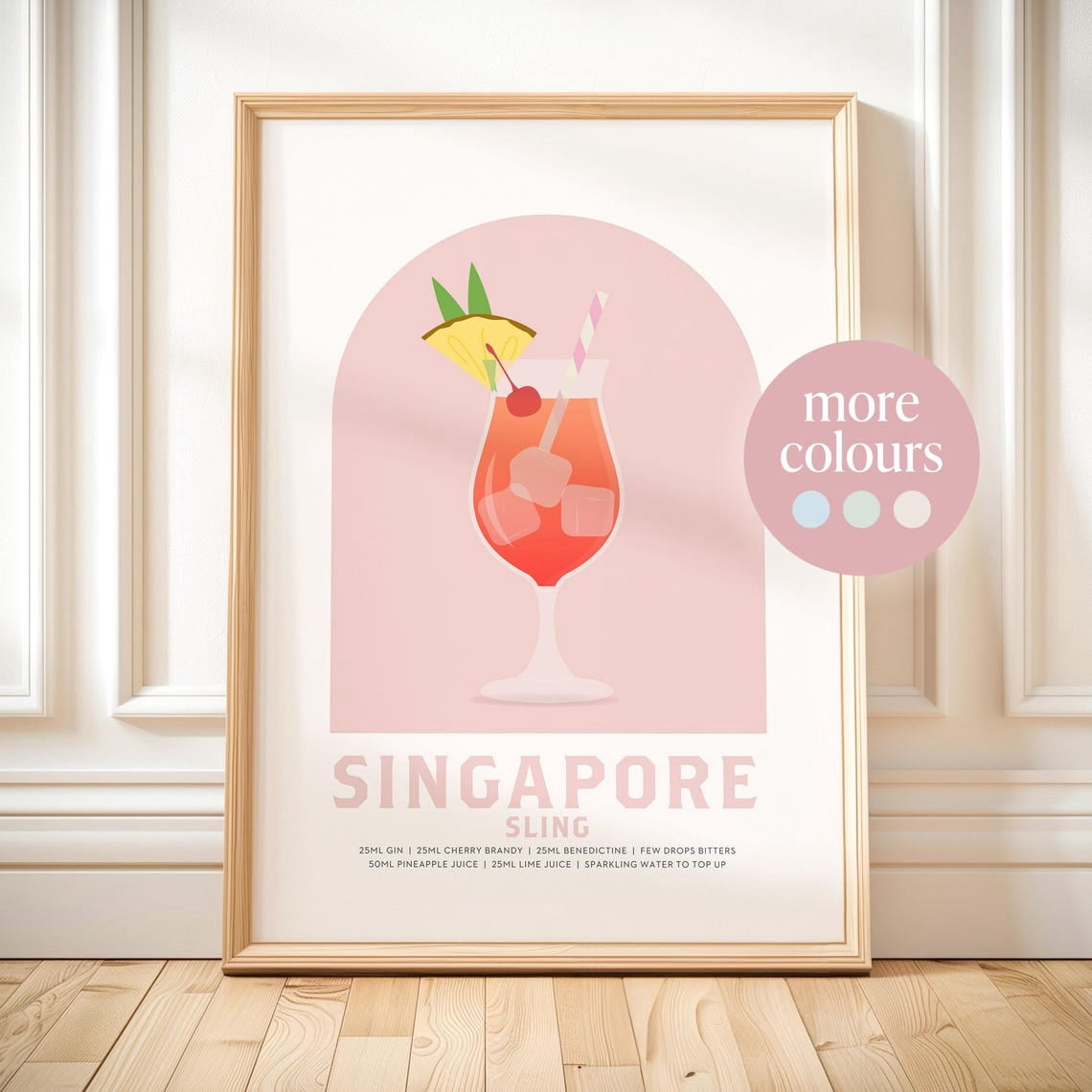 Miluva Singapore Sling Cocktail Print Retro Cocktail Wall Art Singapore ...