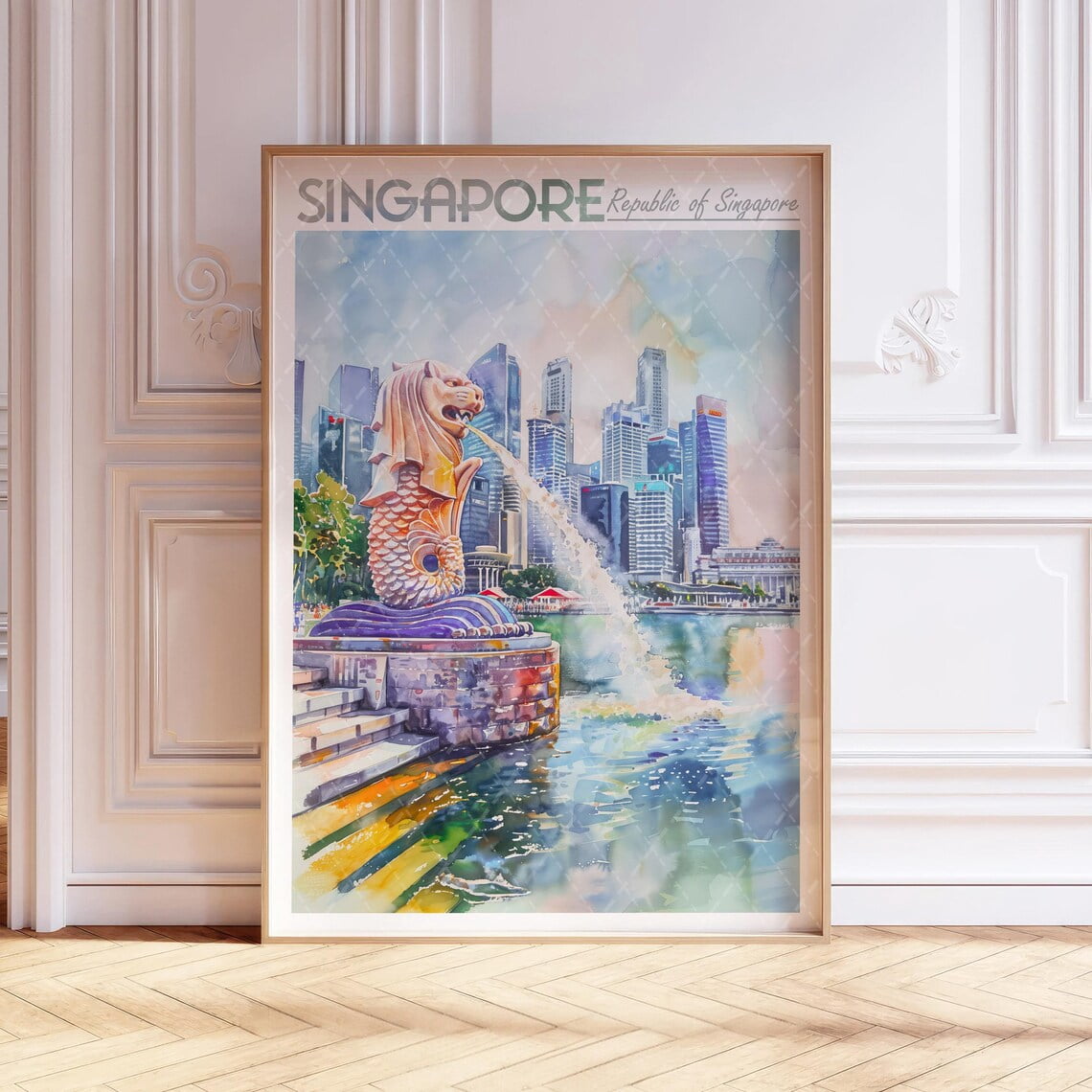 Miluva Singapore Wall Art - Singapore Lion Statue Print - Southeast ...