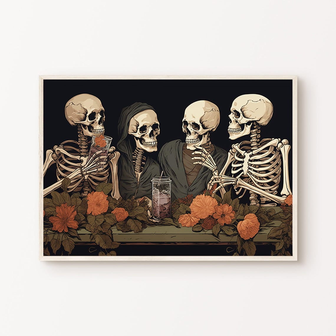 Miluva Skeleton Print, Horizontal Wall Art, Spooky Home Decor ...