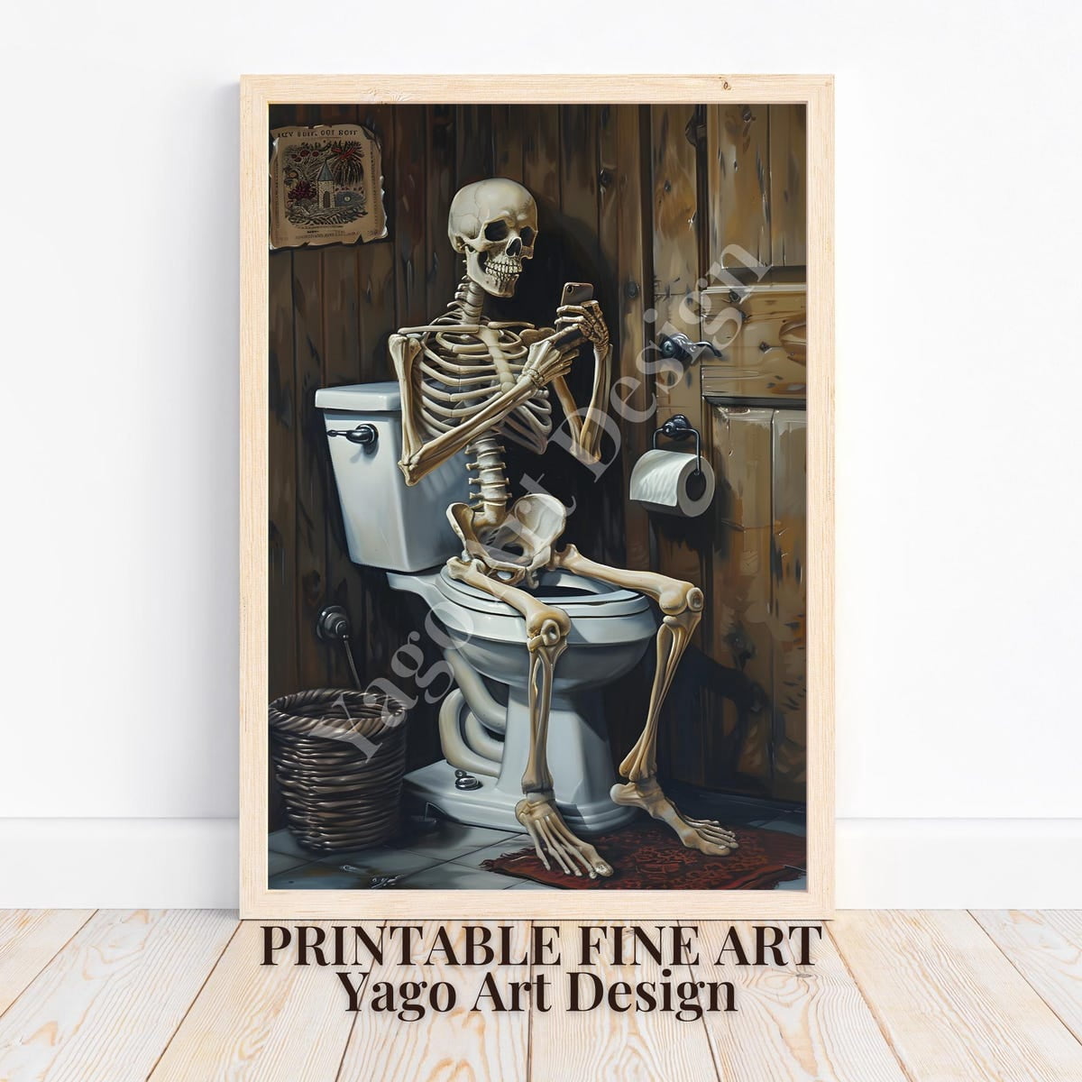Miluva Skeleton sitting on toilet playing phone skeleton in bathroom ...