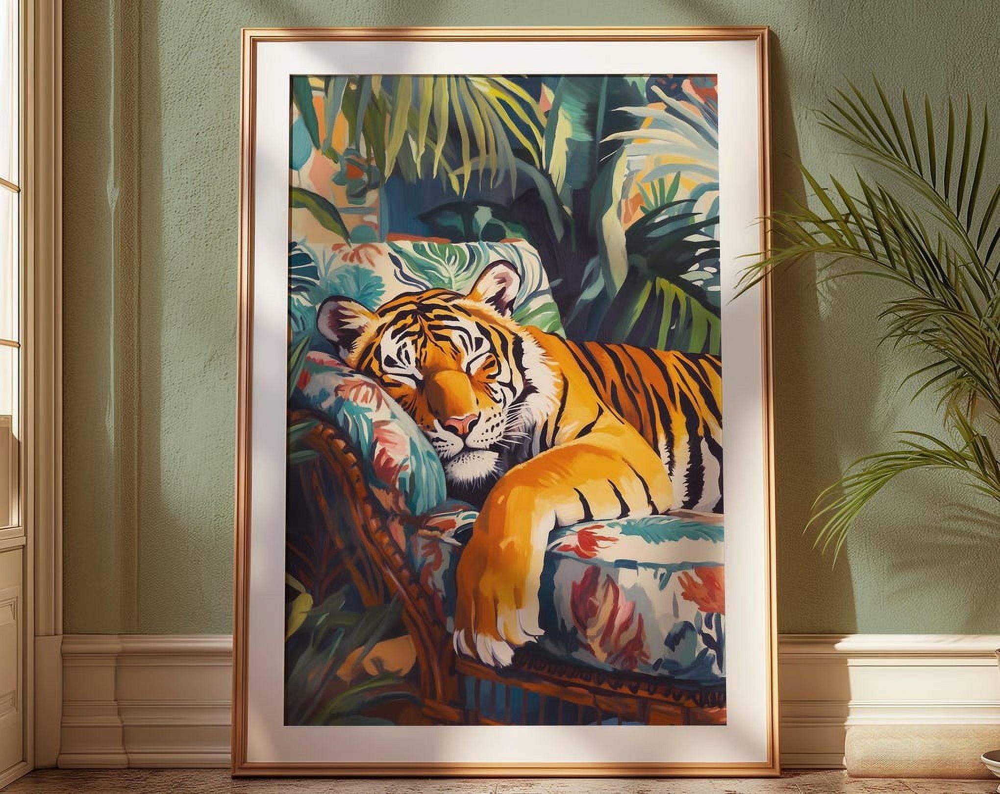 Miluva Sleeping Tiger Wall Art Printed Museum Quality Poster Maximalist ...