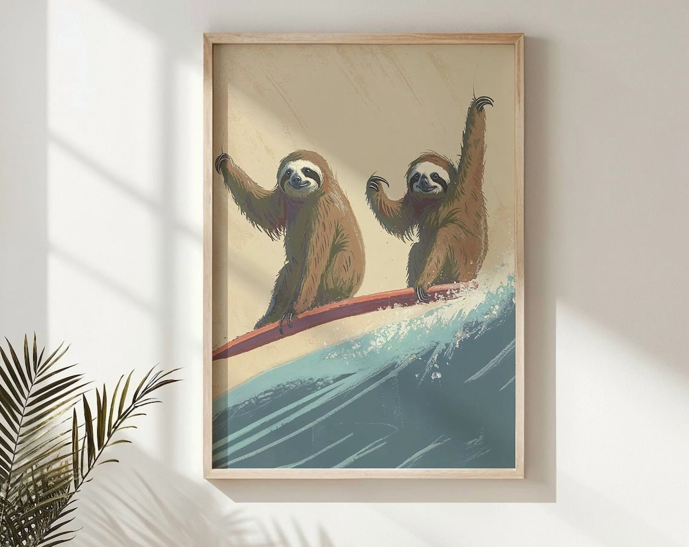 Miluva Sloth Surfing Print ~ Nursery Wall Art ~ Kids Posters Decor ...
