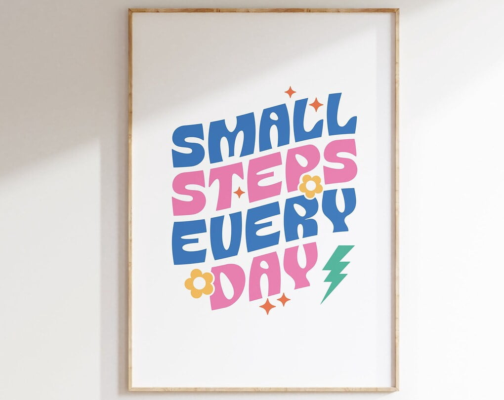 Miluva Small Steps Every Day - Inspirational Boho Poster, Trendy Home ...
