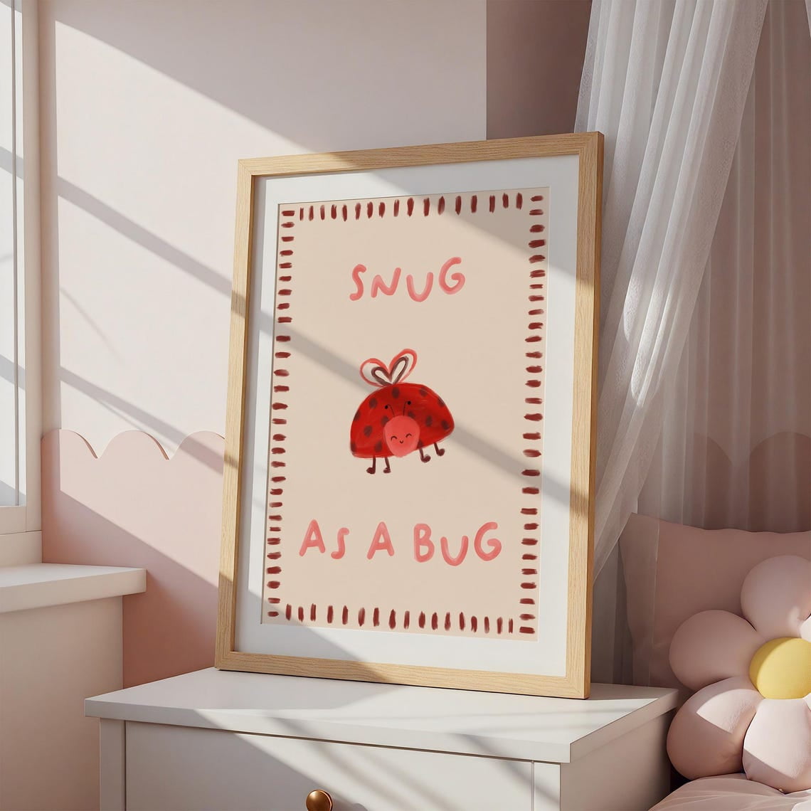 Miluva Snug As A Bug Wall Art - Ladybug Nursery Decoration, Kids Room, Baby Shower Gift ...