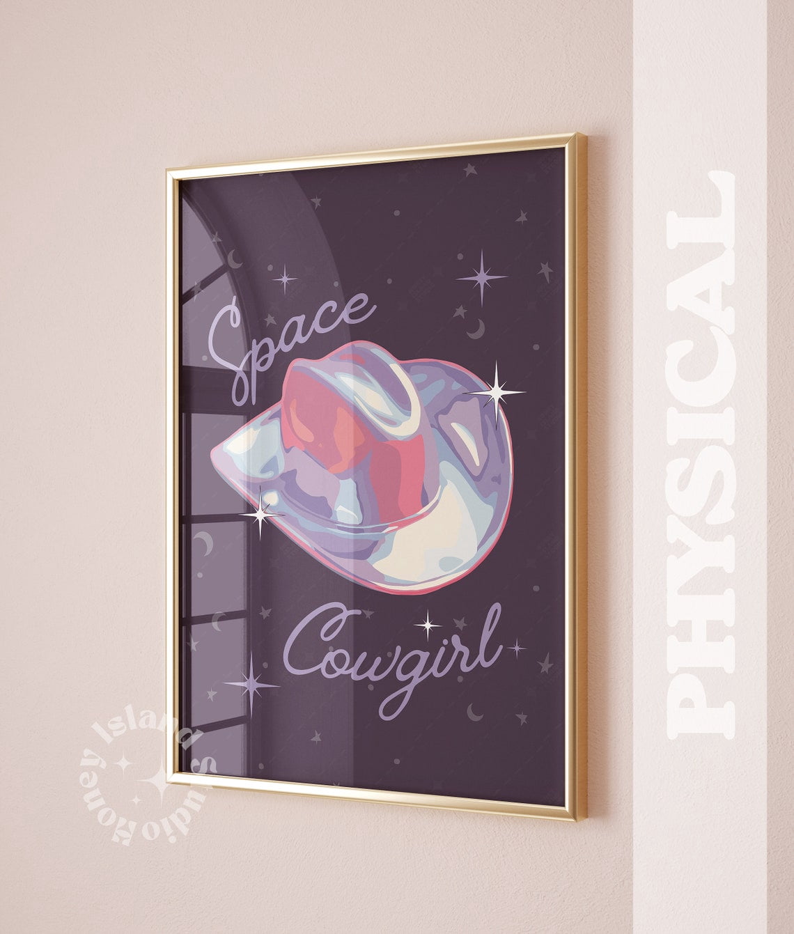 Miluva Space Cowgirl Cosmic Cowgirl Hat Print Western Wall Art Dorm ...