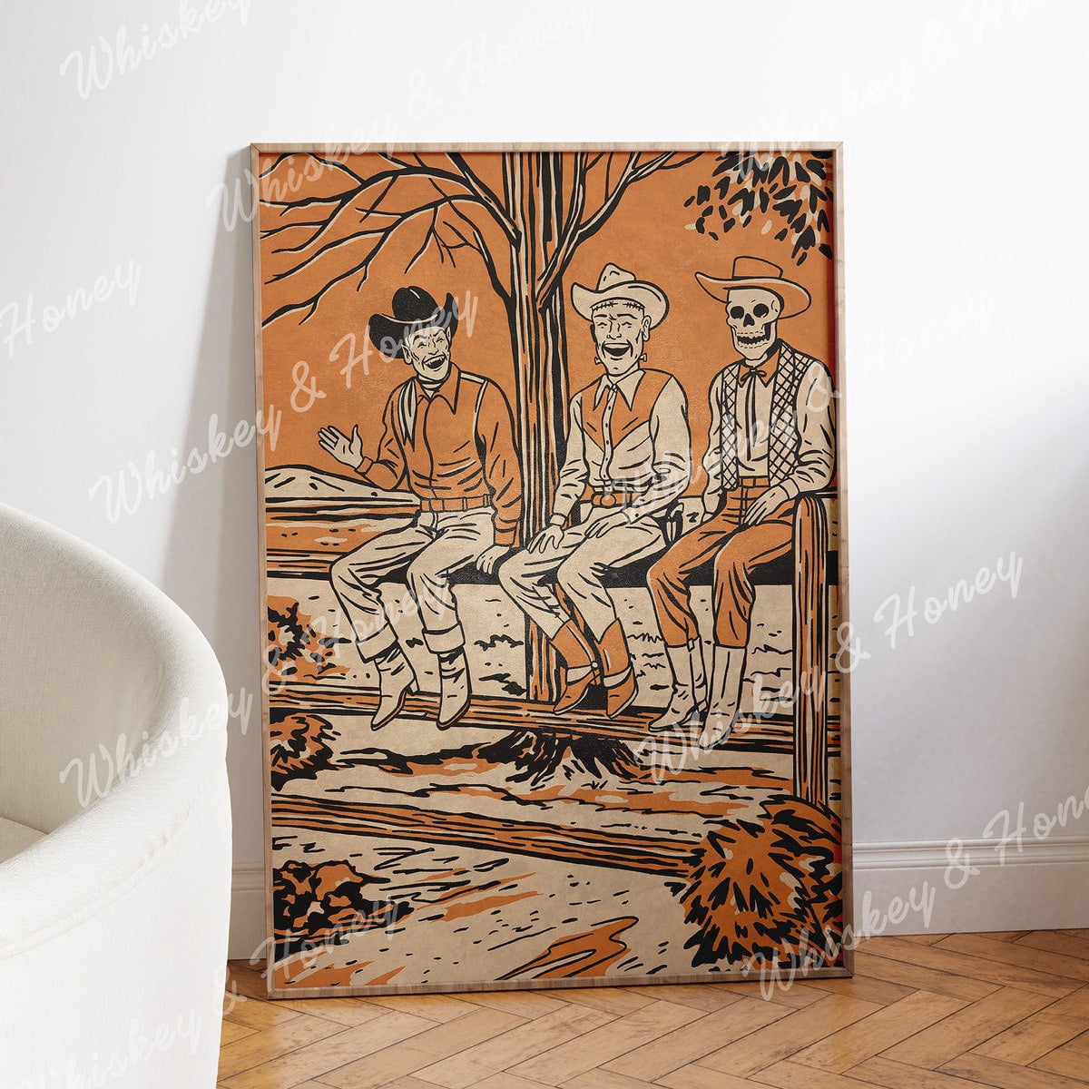 Miluva Spooky cowboys art print western halloween poster vintage cowboy ...