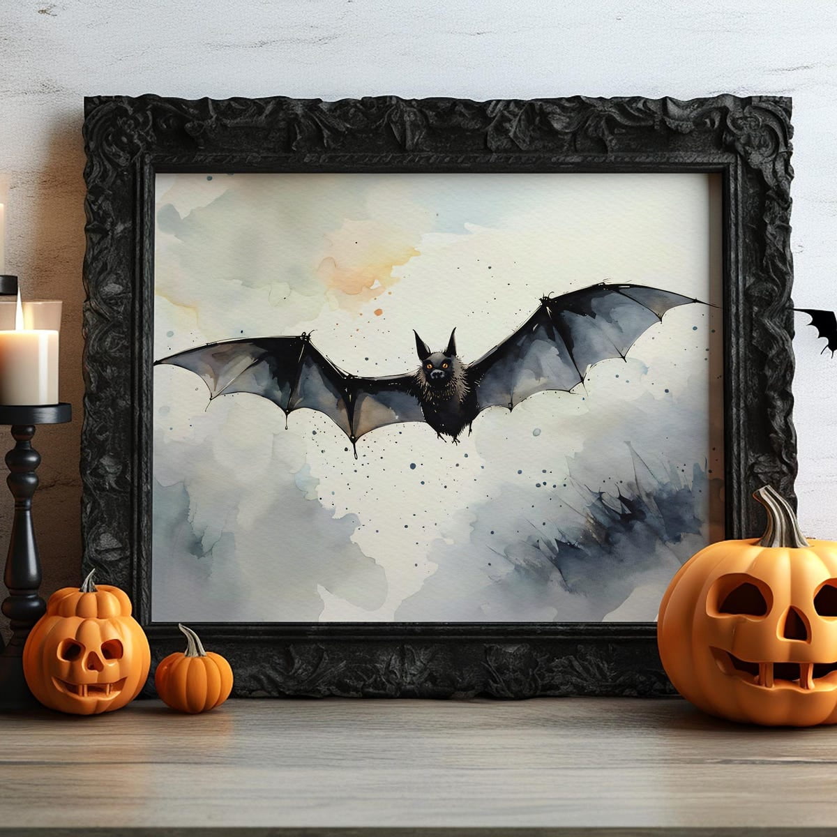 Miluva Spooky halloween – Bat wall art – Halloween print – Watercolour ...