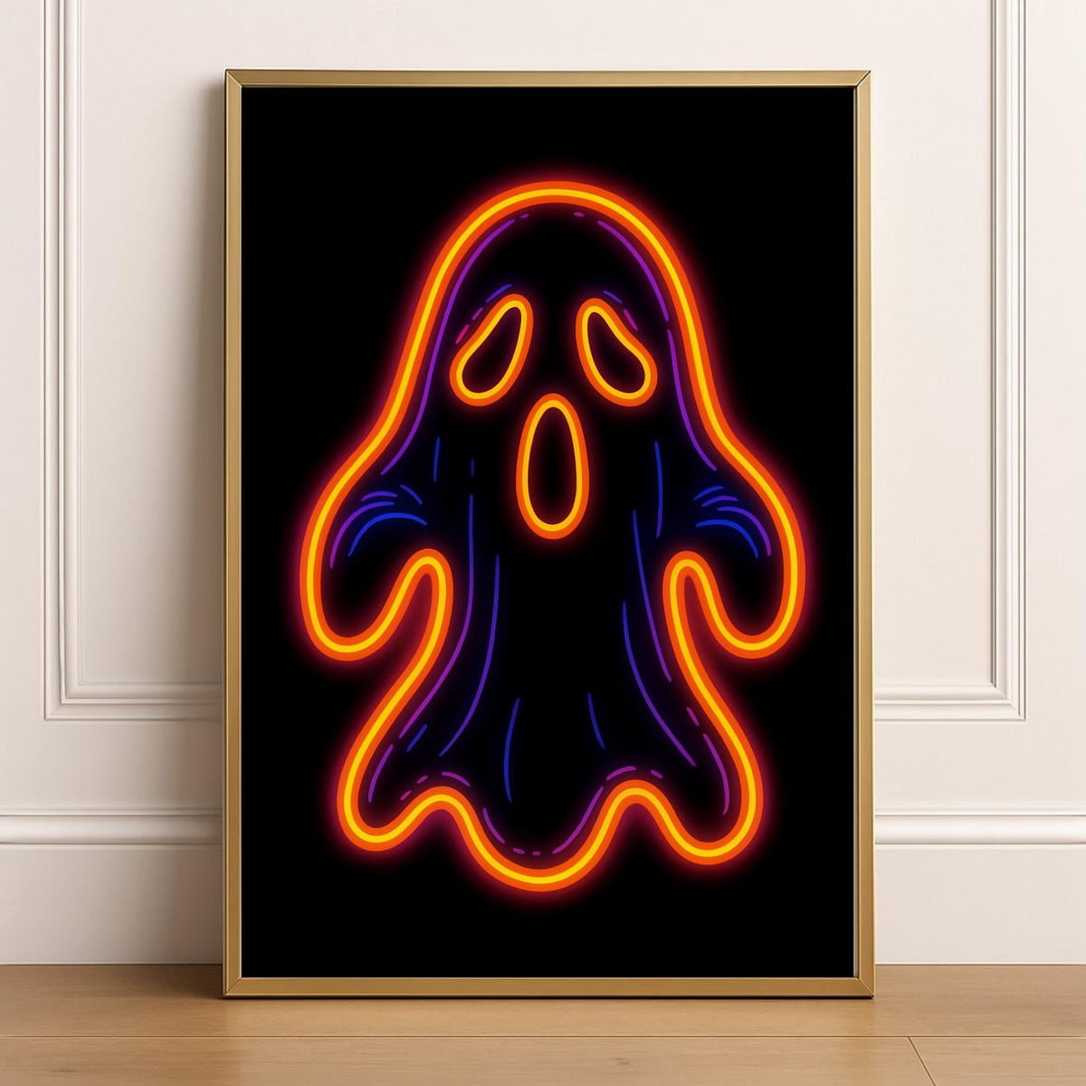 Miluva Spooky neon ghost wall art – Glowing print – Halloween party ...