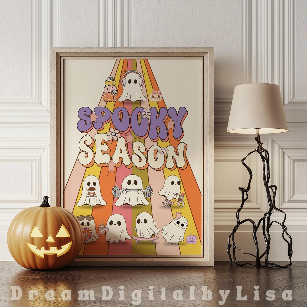 Miluva Spooky season cute ghosts print retro halloween vintage ghost ...