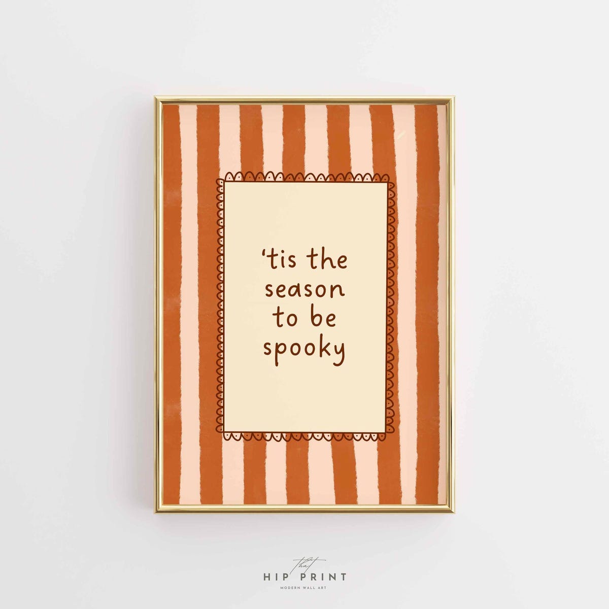 Miluva Spooky season wall art – Cute halloween quote – Orange striped ...