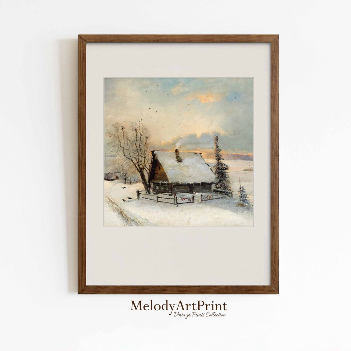 Miluva Square Printable Rustic Winter Vintage Cottage Print Neutral ...