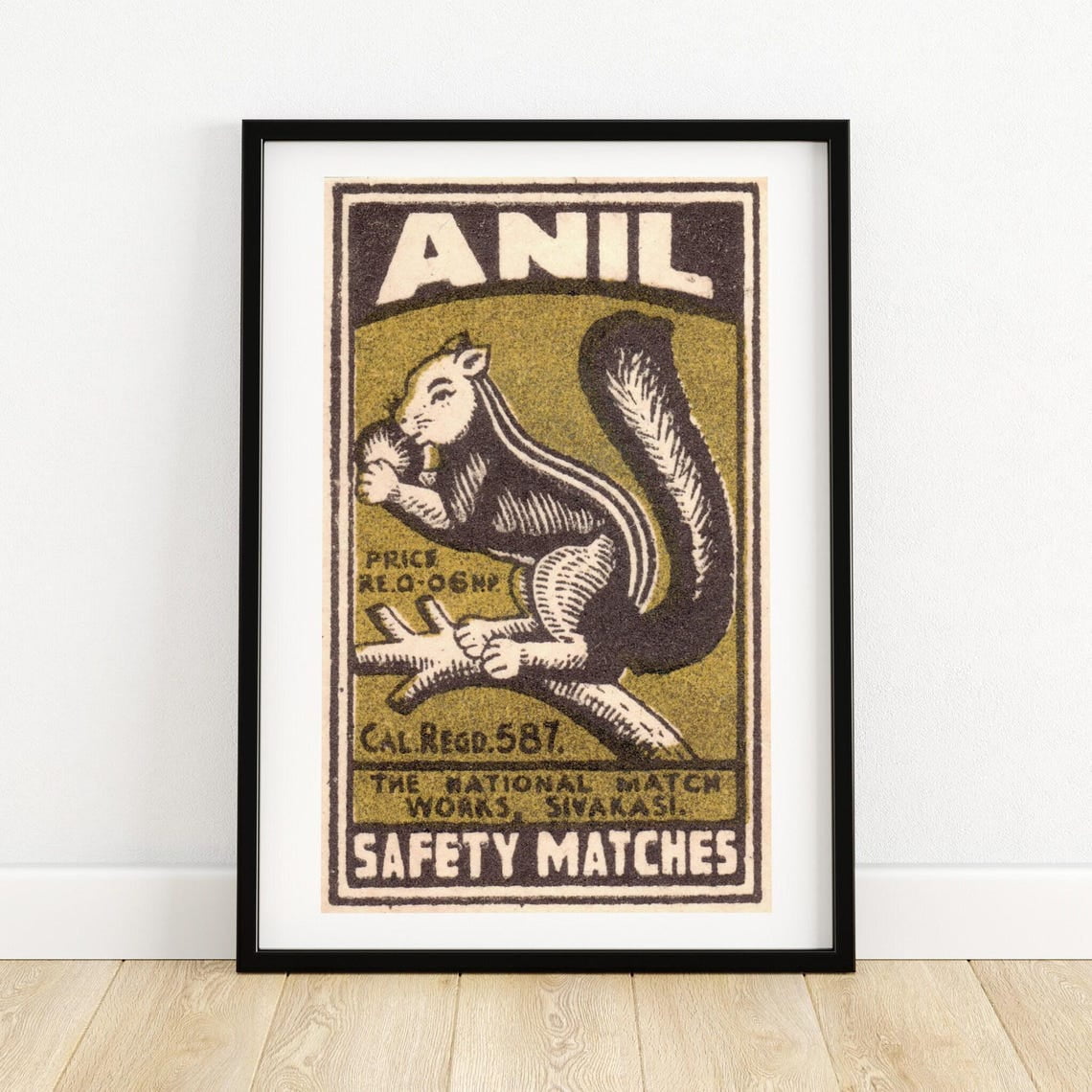 Miluva Squirrel Matchbox Art Print Vintage Safety Matches Design Unique Wall Decor Collectible ...
