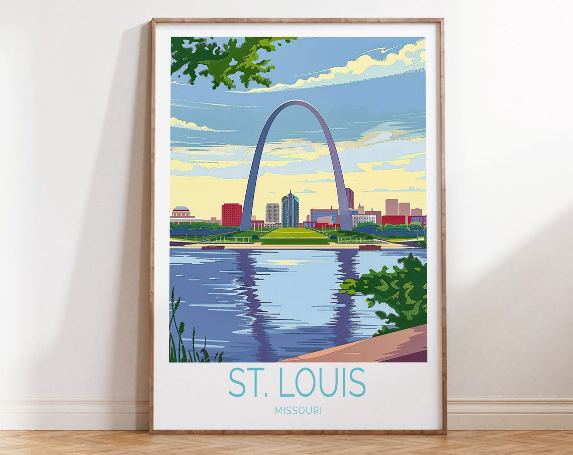 Miluva St. Louis Missouri Travel Poster, Missouri Travel Wall Art, The ...