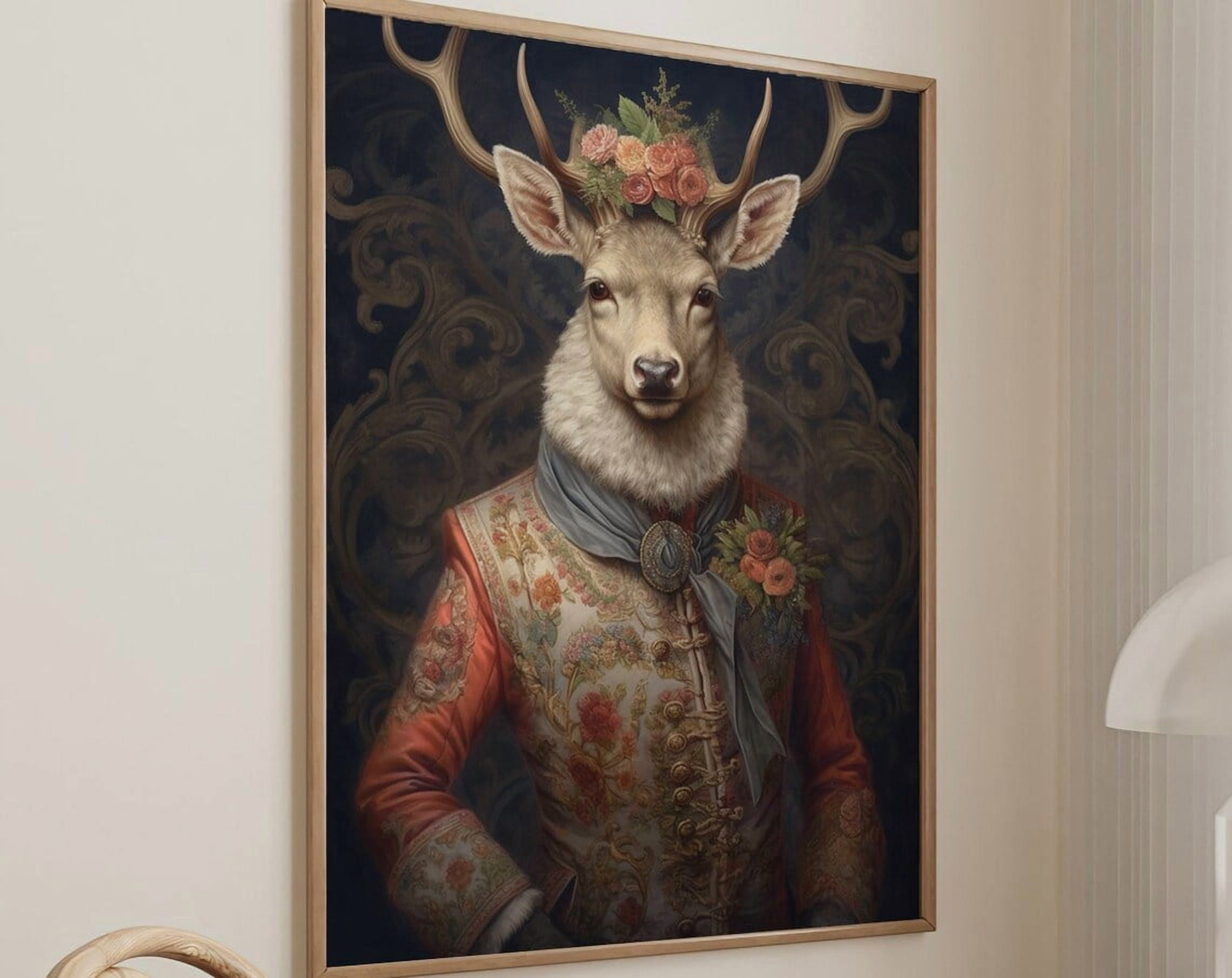 Miluva Stag Royal Portrait Print Vintage Victorian Deer Animal Portrait ...