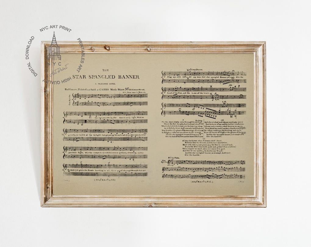 Miluva Star Spangled Banner Print, Vintage Sheet Music, Vintage 4Th Of ...
