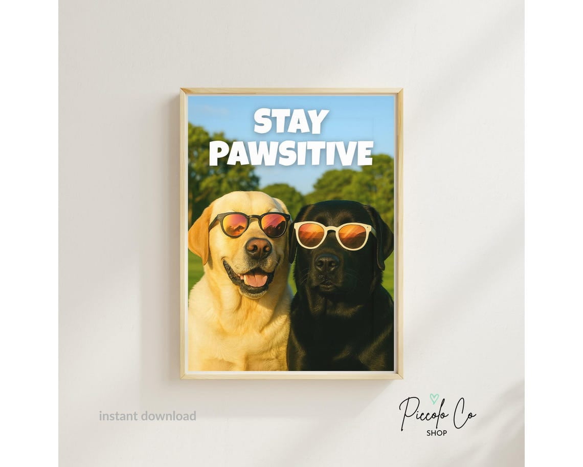 Miluva Stay Pawsitive Dog Poster Printable Puppy Wall Art, Pet Lover ...