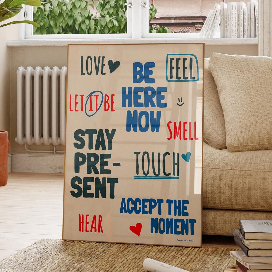 Miluva Stay Present Motivational Wall Art - Uplifting Quote Print ...