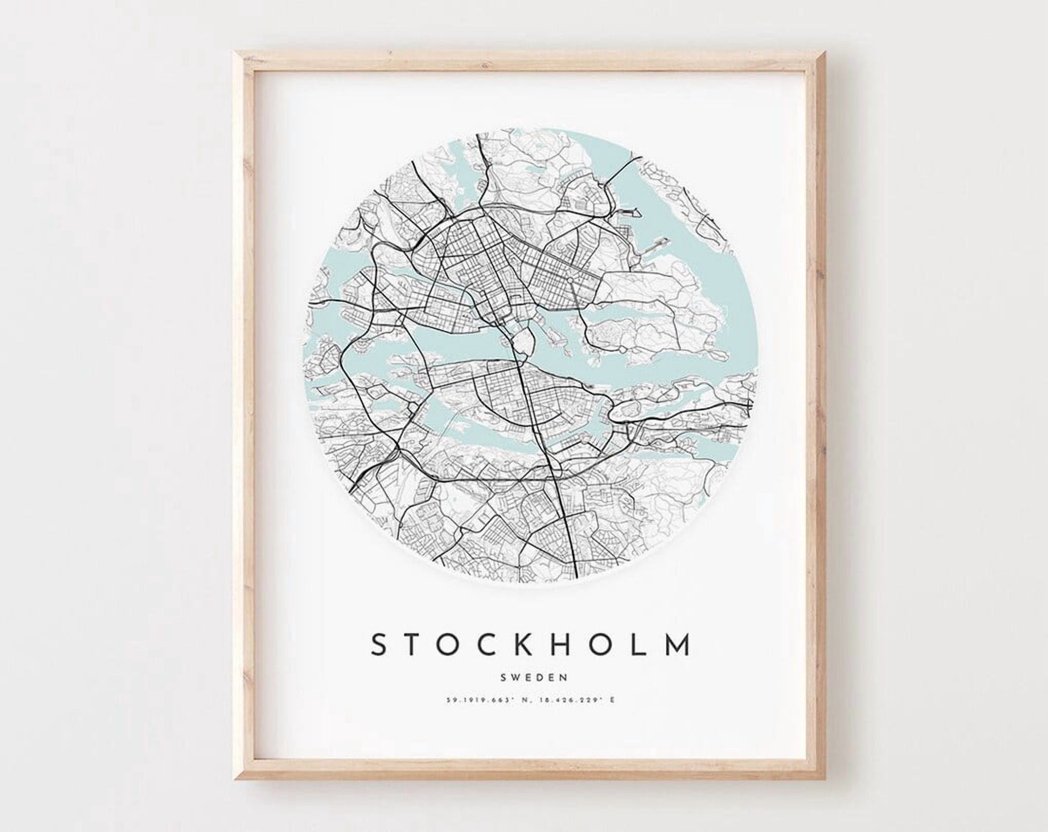 Miluva Stockholm Map Print, Stockholm Map Poster City Wall Art ...