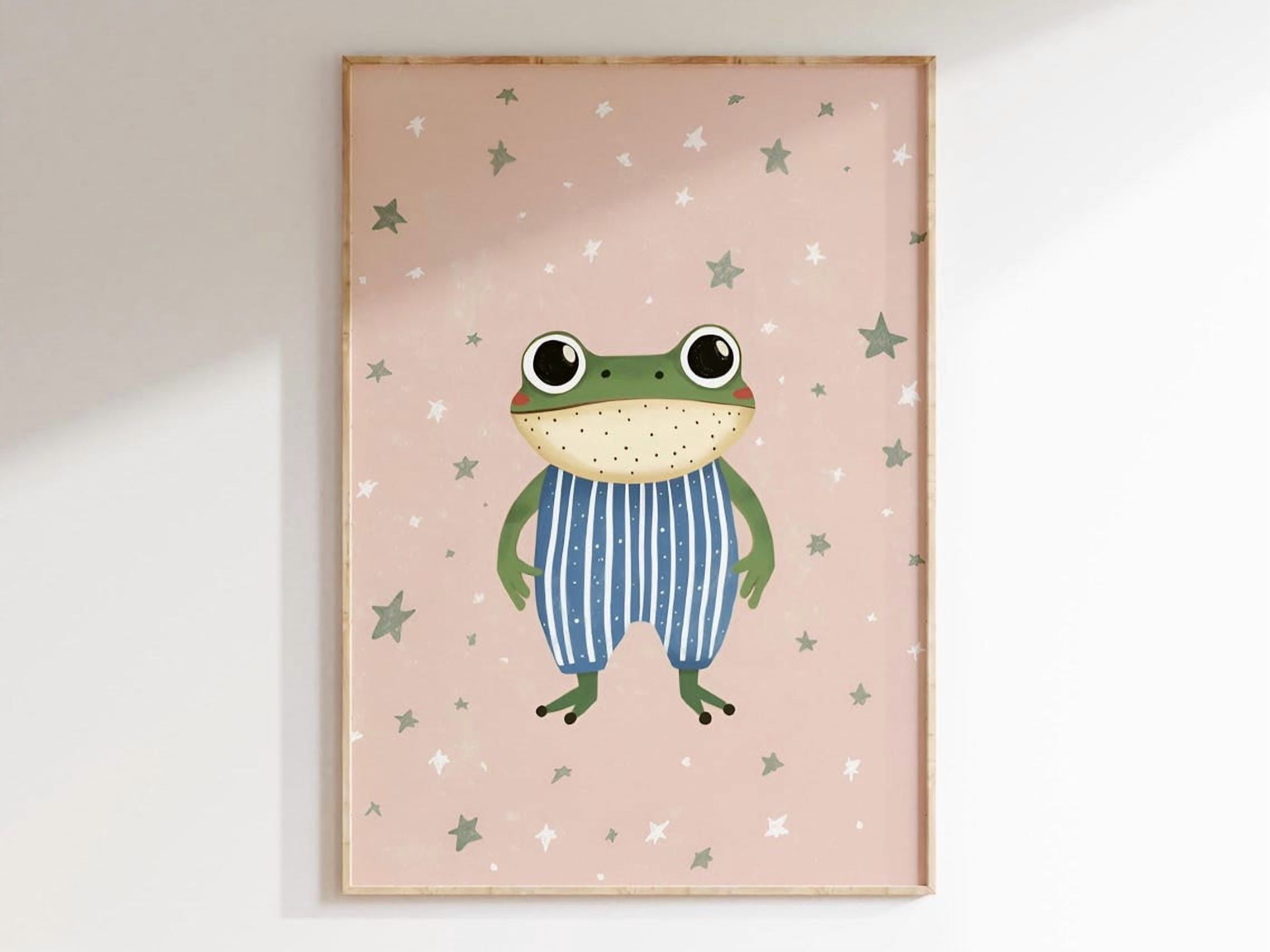 Miluva Striped Swimsuit Frog Wall Art Print Cute Frog Nursery Poster ...