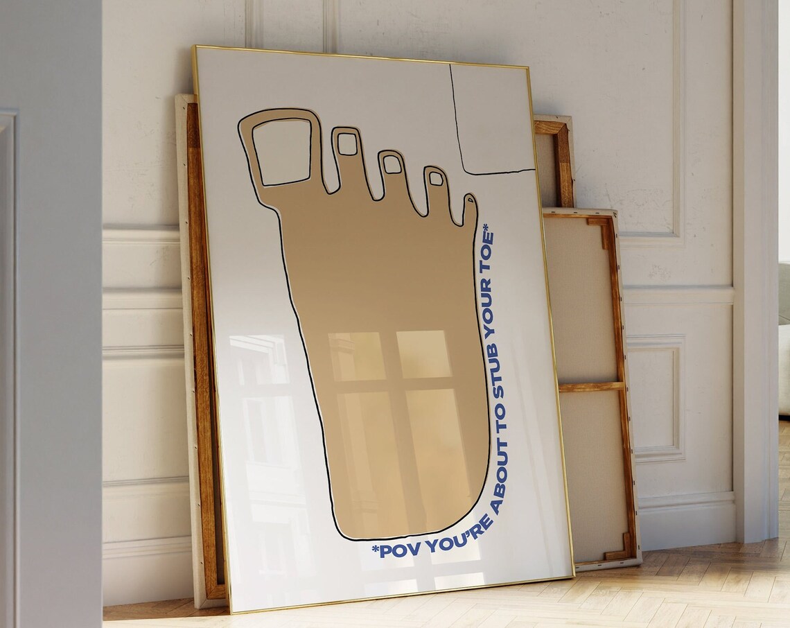 Miluva Stub Your Toe Funky Poster, Hand-Illustrated Art Print Apartment ...