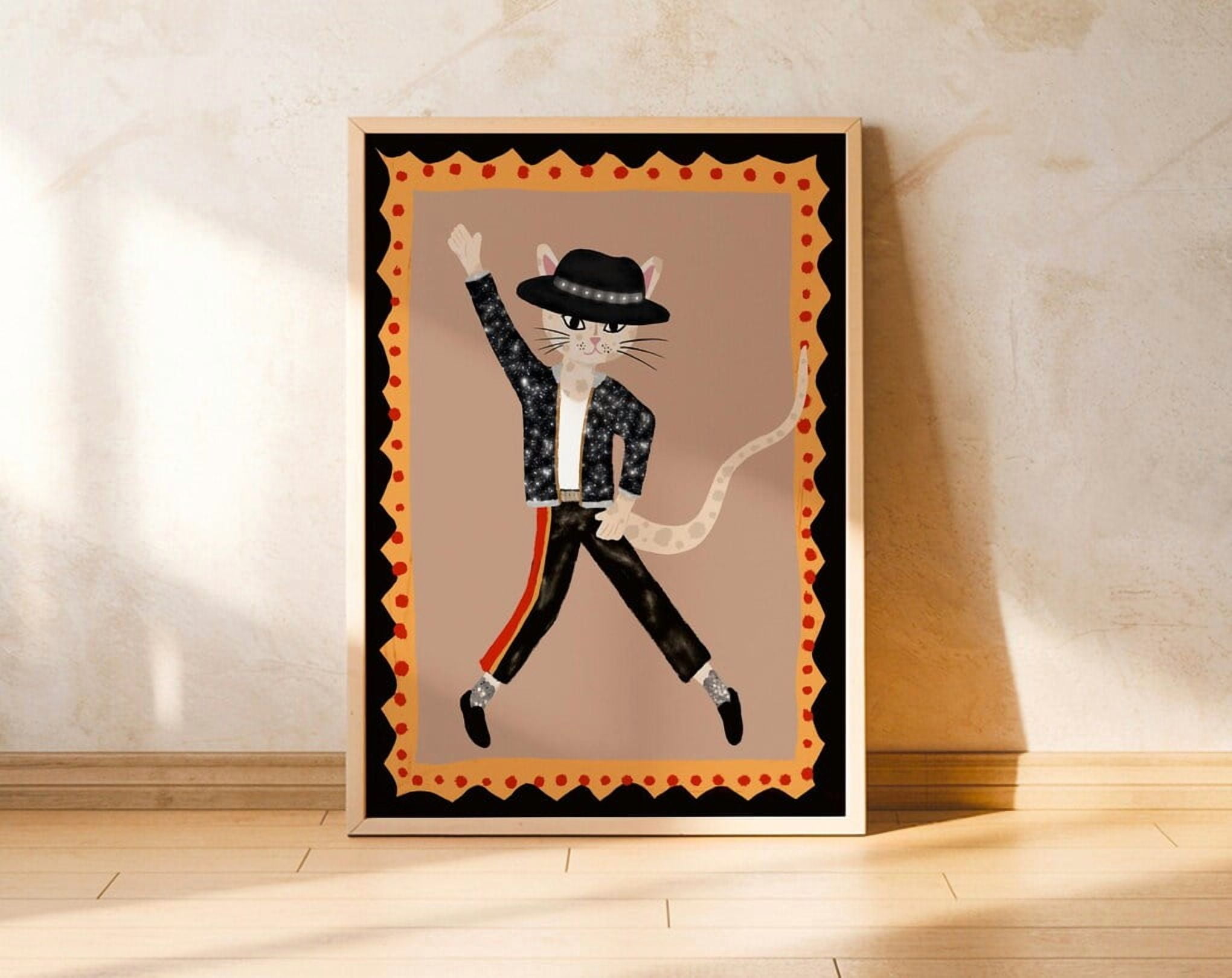 Miluva Stylish Dancing Cat Poster Retro Cat Wall Art For Kids Or s ...