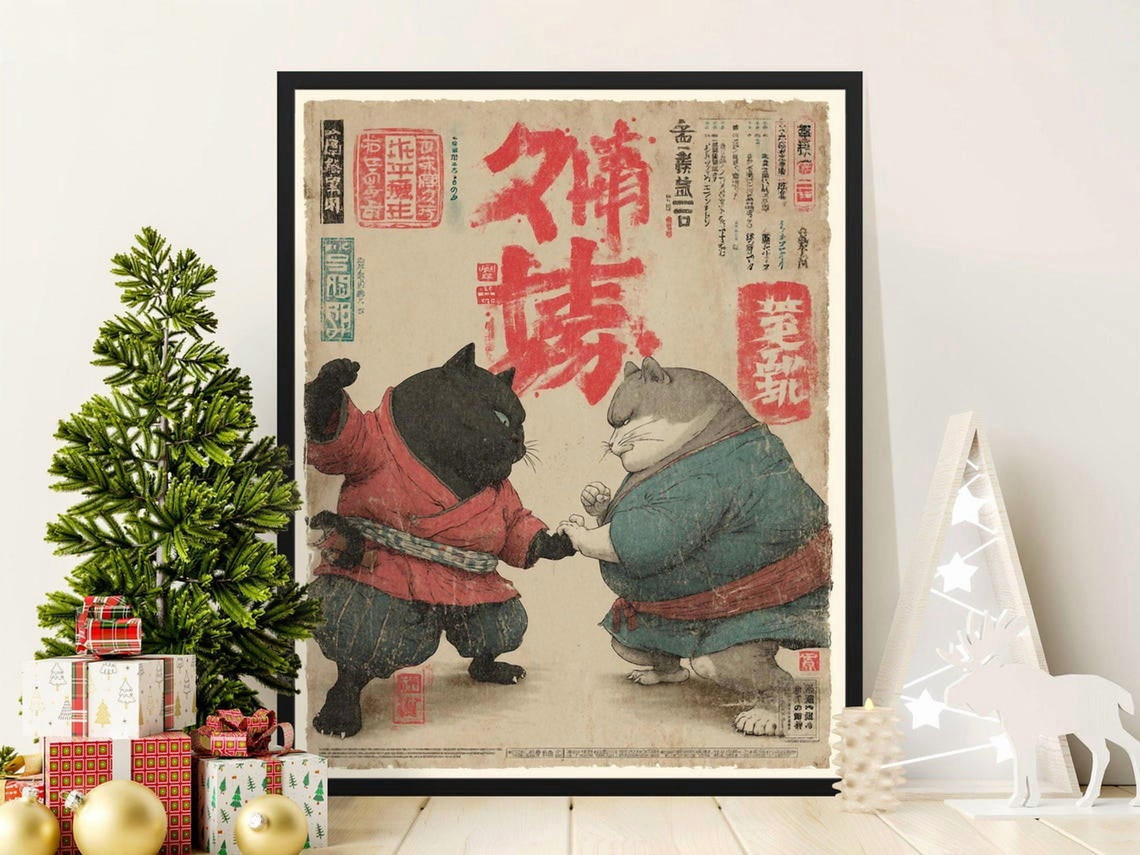 Miluva Sumo Cats Posters, Ukiyo E Art Prints, Cat Illustration ...