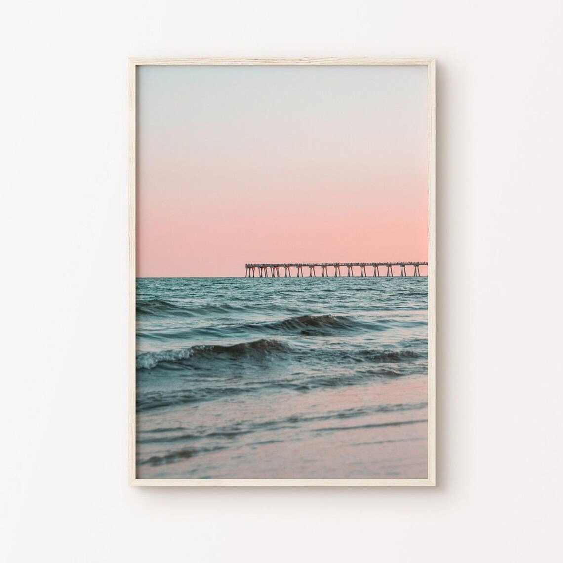 Miluva Sunset Pier , Blush Coastal Photography, Ocean Poster, Beach ...