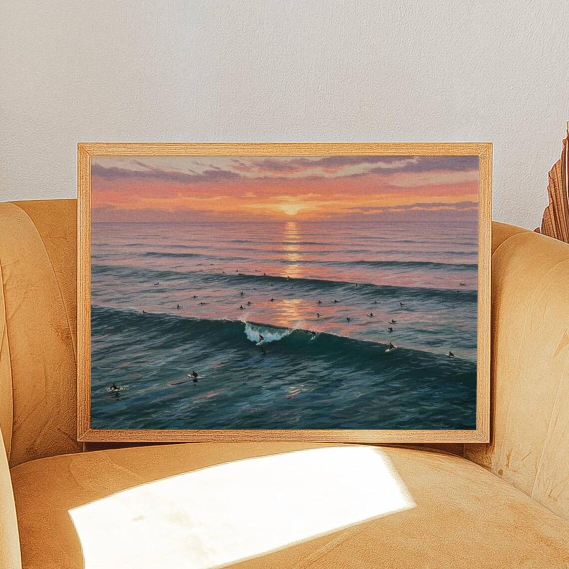 Miluva Sunset Surfer Poster Ocean Wave Wall Art Surfer Print Landscape ...