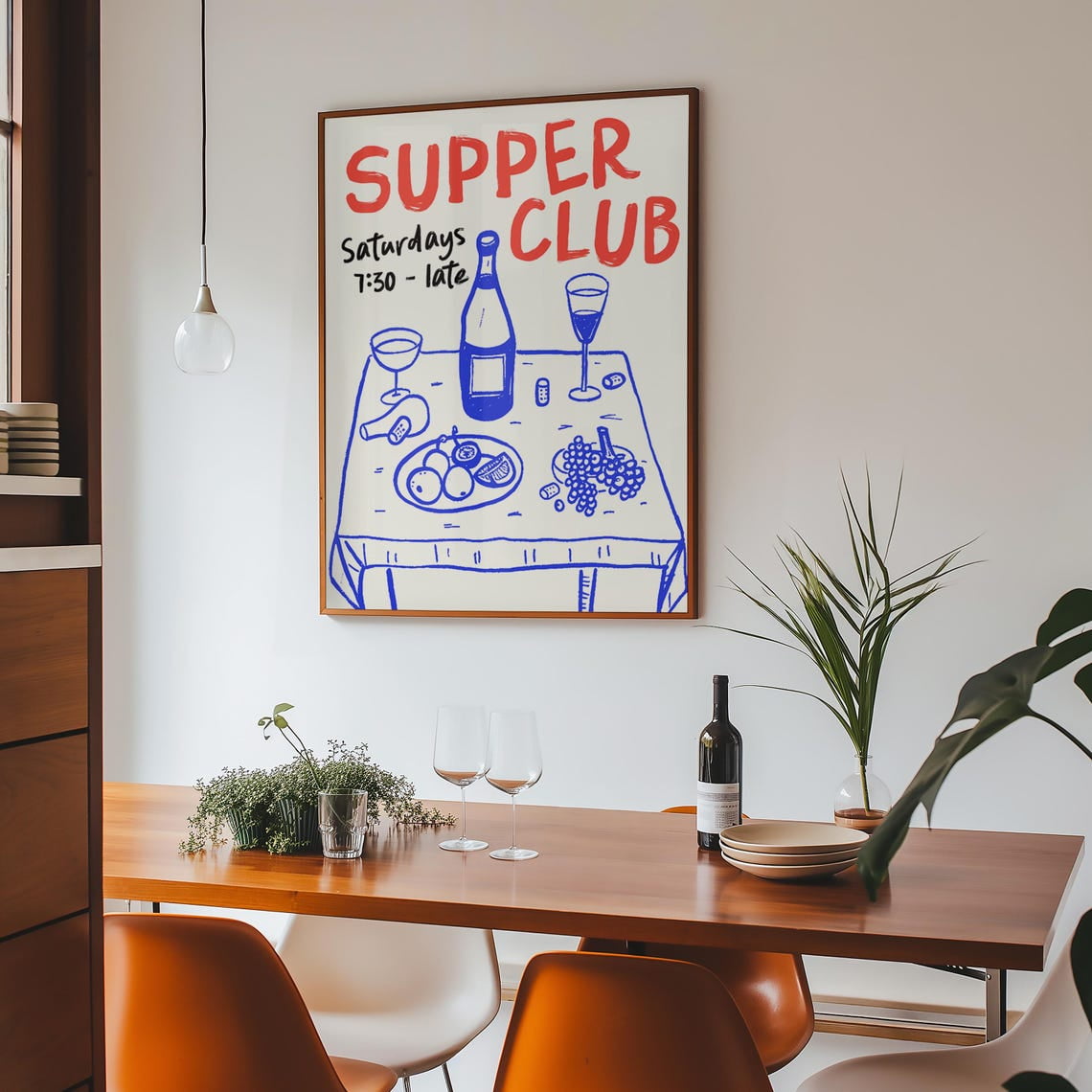 Miluva Supper Club Digital Poster Retro Kitchen Art Mid Century Modern ...