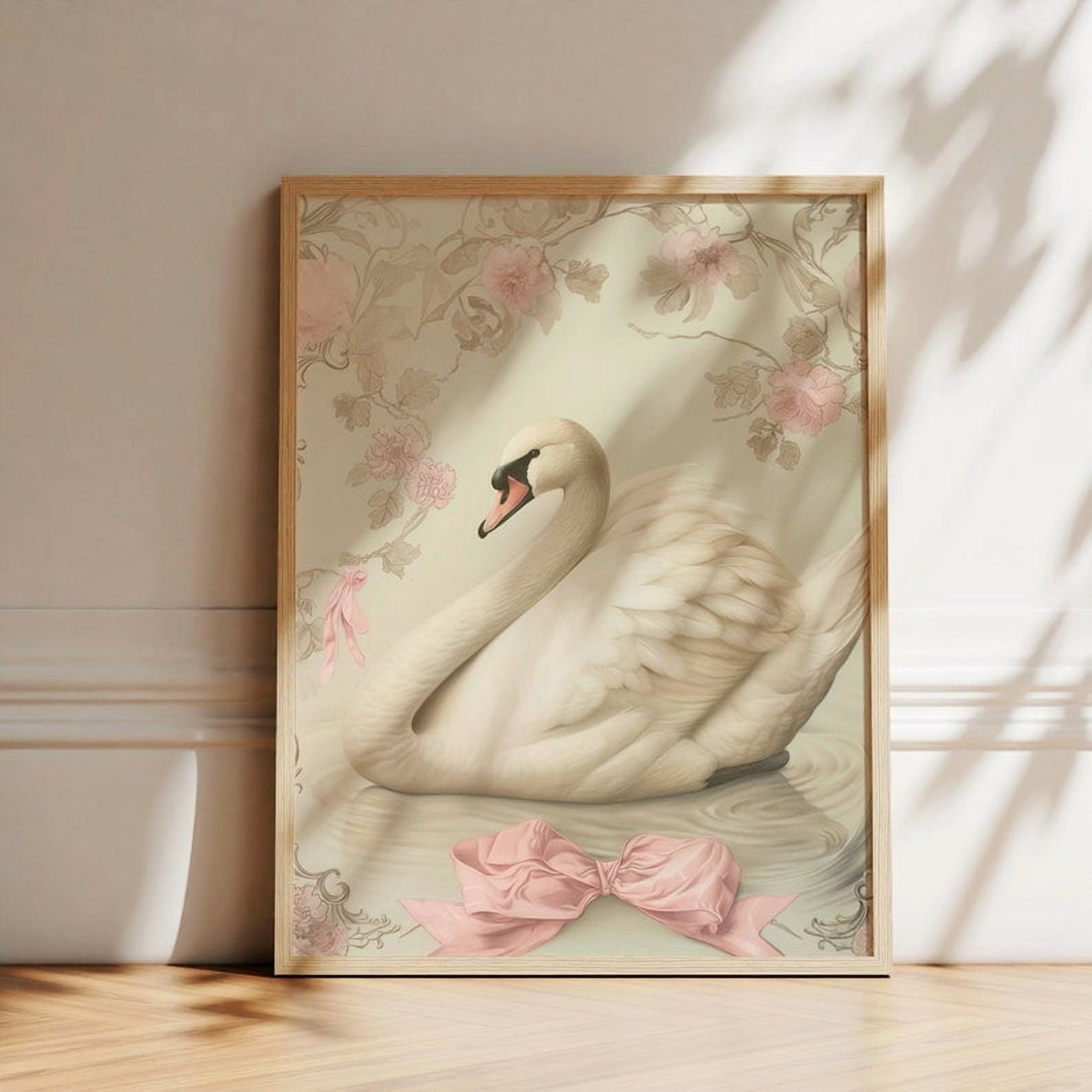 Miluva Swan Printable Wall Art, Pink Coquette Room Decor, Balletcore ...