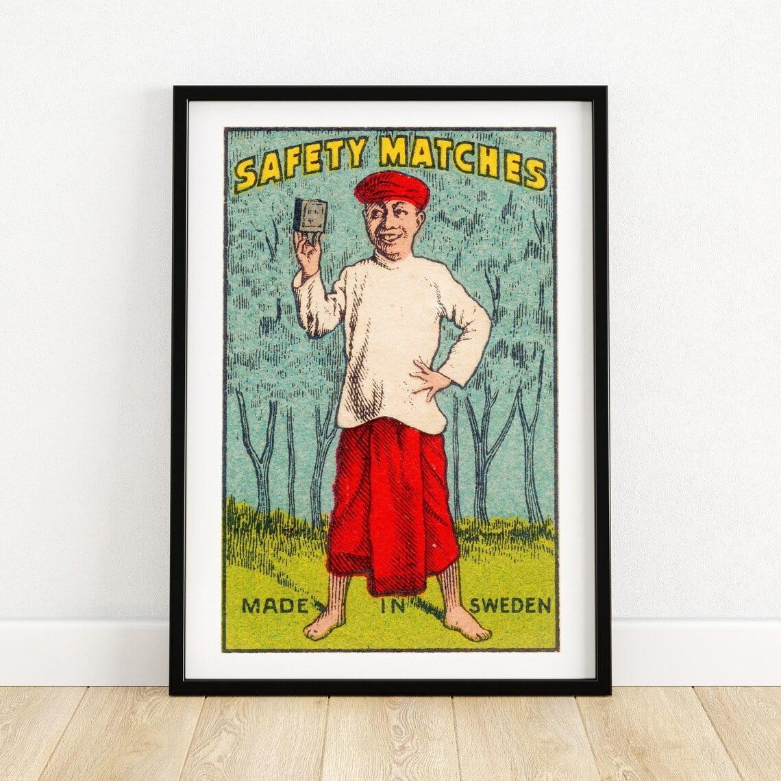 Miluva Swedish Safety Matches Art Vintage Matchbox Print Rustic Wall ...