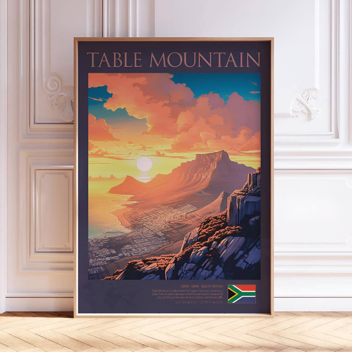 Miluva Table Mountain Print Cape Town Travel Art South Africa Poster ...