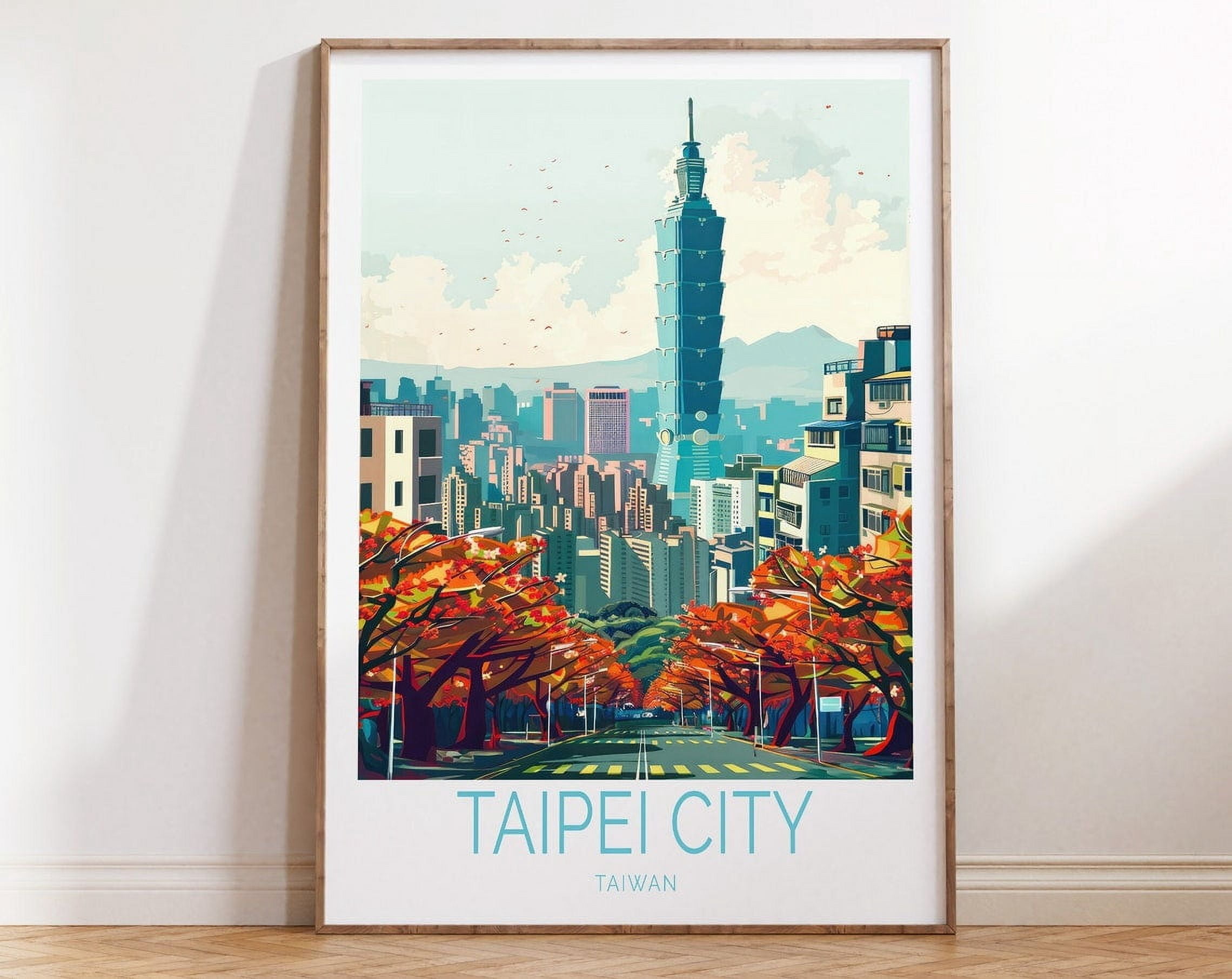 Miluva Taipei City Travel Print, Taiwan Wall Art, Metropol City Poster ...