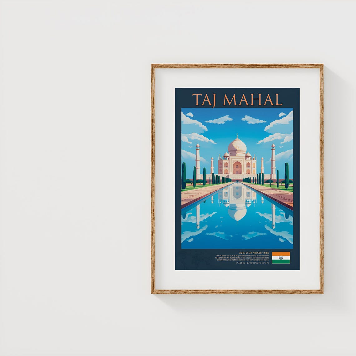 Miluva Taj Mahal Travel Print, India Wall Art, Digital Taj Mahal Poster ...