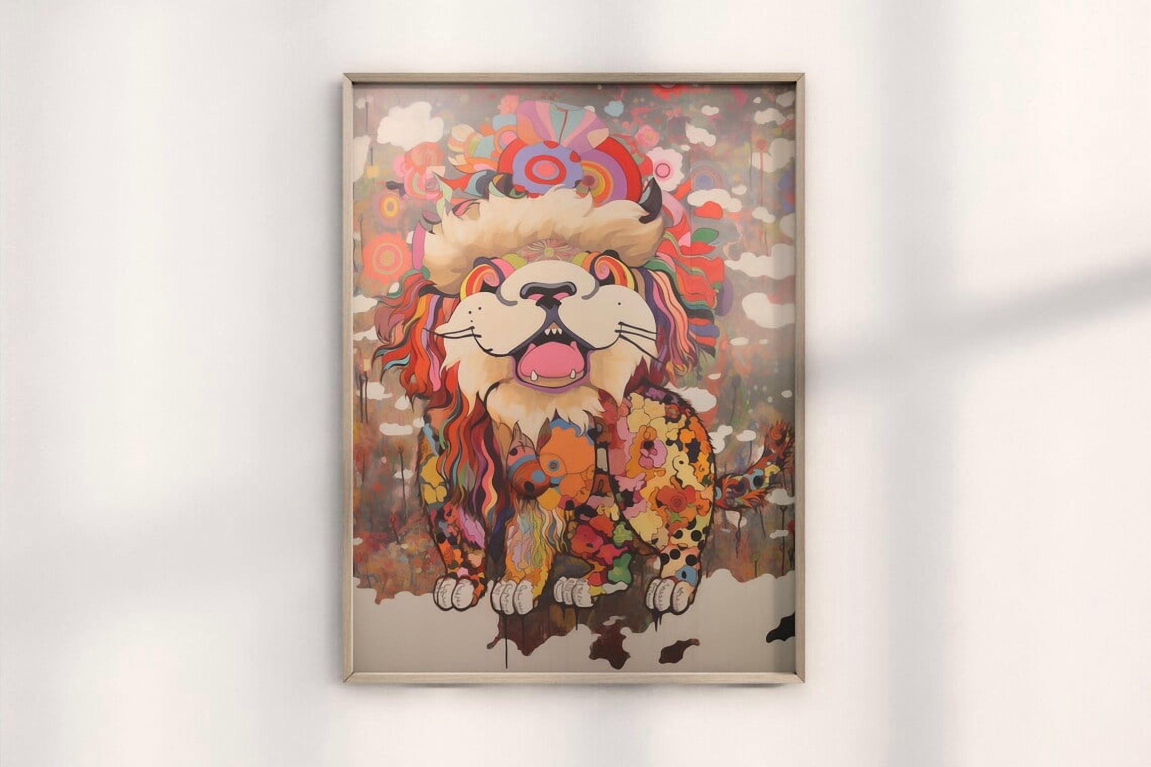 Miluva Takashi Murakami Psychedelic Lion Print, Vibrant Japanese Pop ...