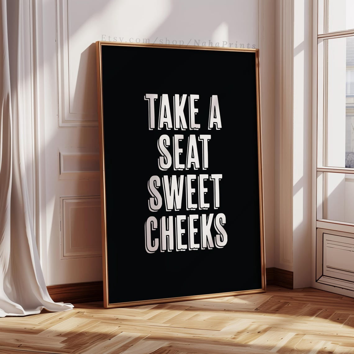 Miluva Take A Seat Sweet Cheeks Print, Bathroom Poster, Quirky Toilet ...