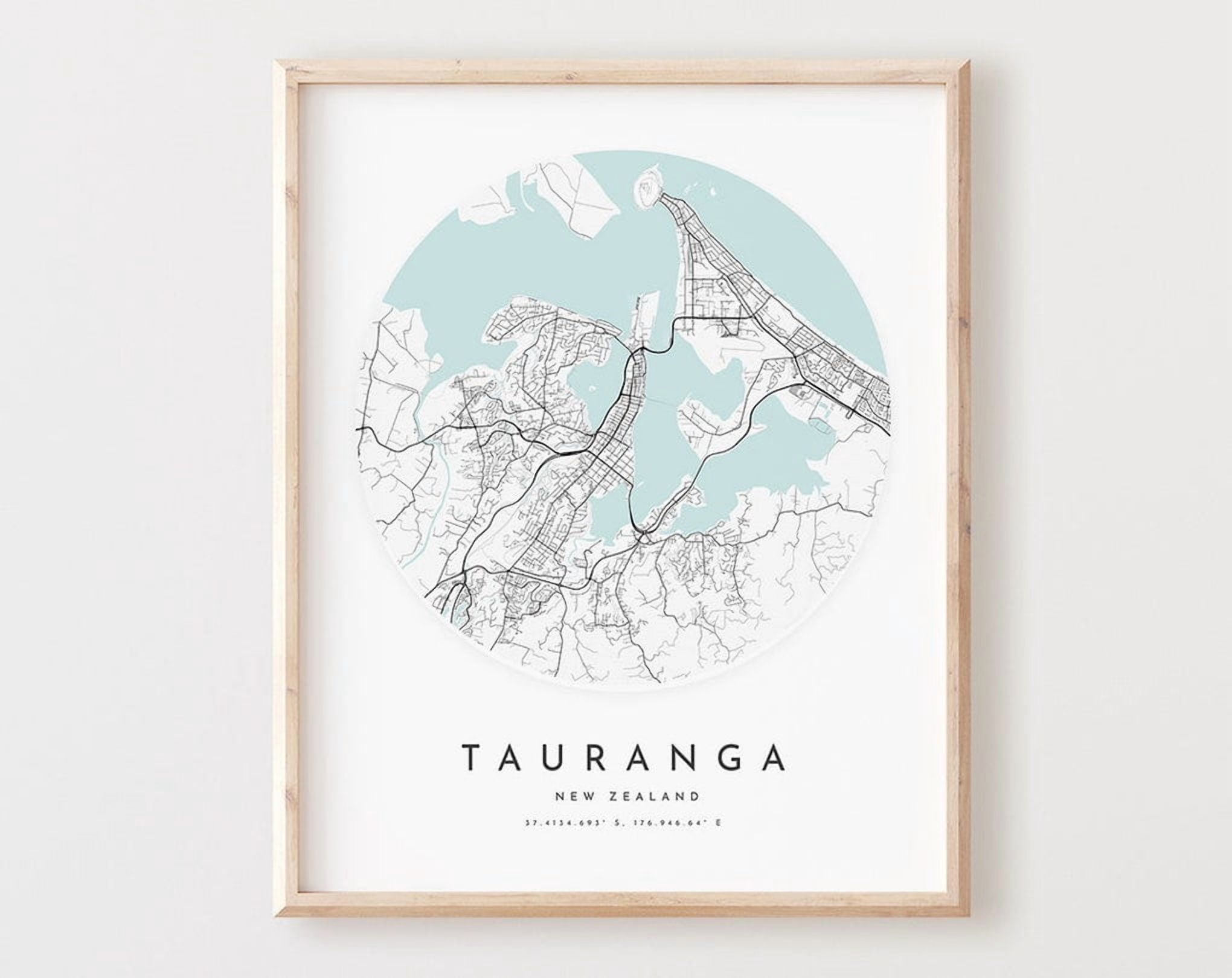 Miluva Tauranga Map Print, Tauranga Map Poster City Wall Art, Tauranga ...