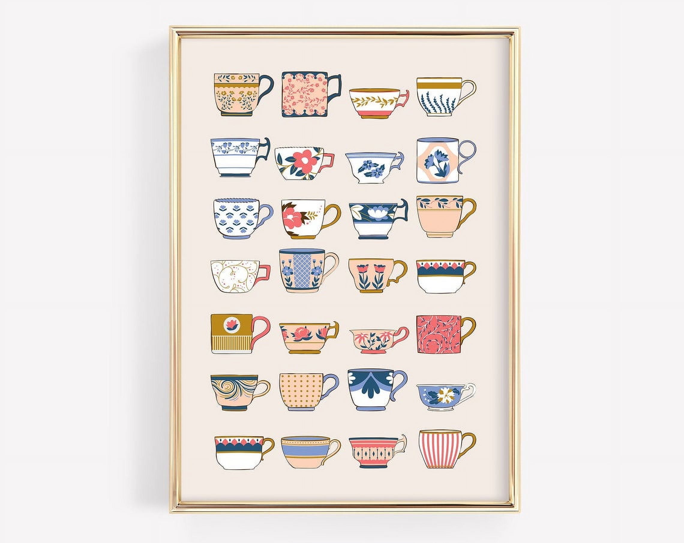 Miluva Tea Cup Print, Tea Cup Poster, Tea Wall Art, Kitchen Art Print ...